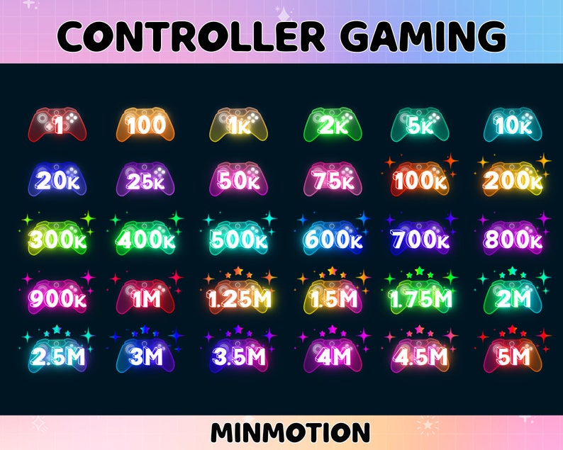 30x Controller Gaming Twitch Tier Bit Badges/ Complete Twitch - Etsy