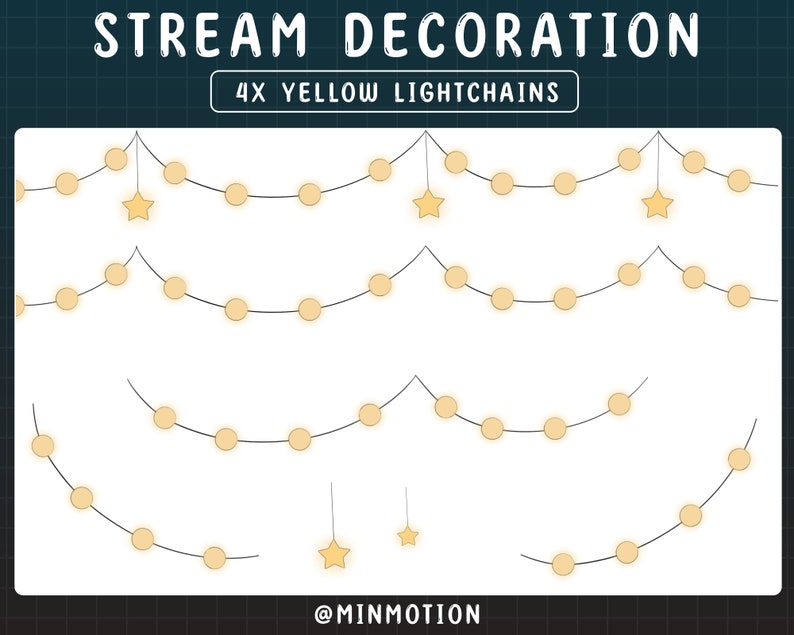 4x Animated Stream Decoration Warm Yellow Light Chains / String Lights ...