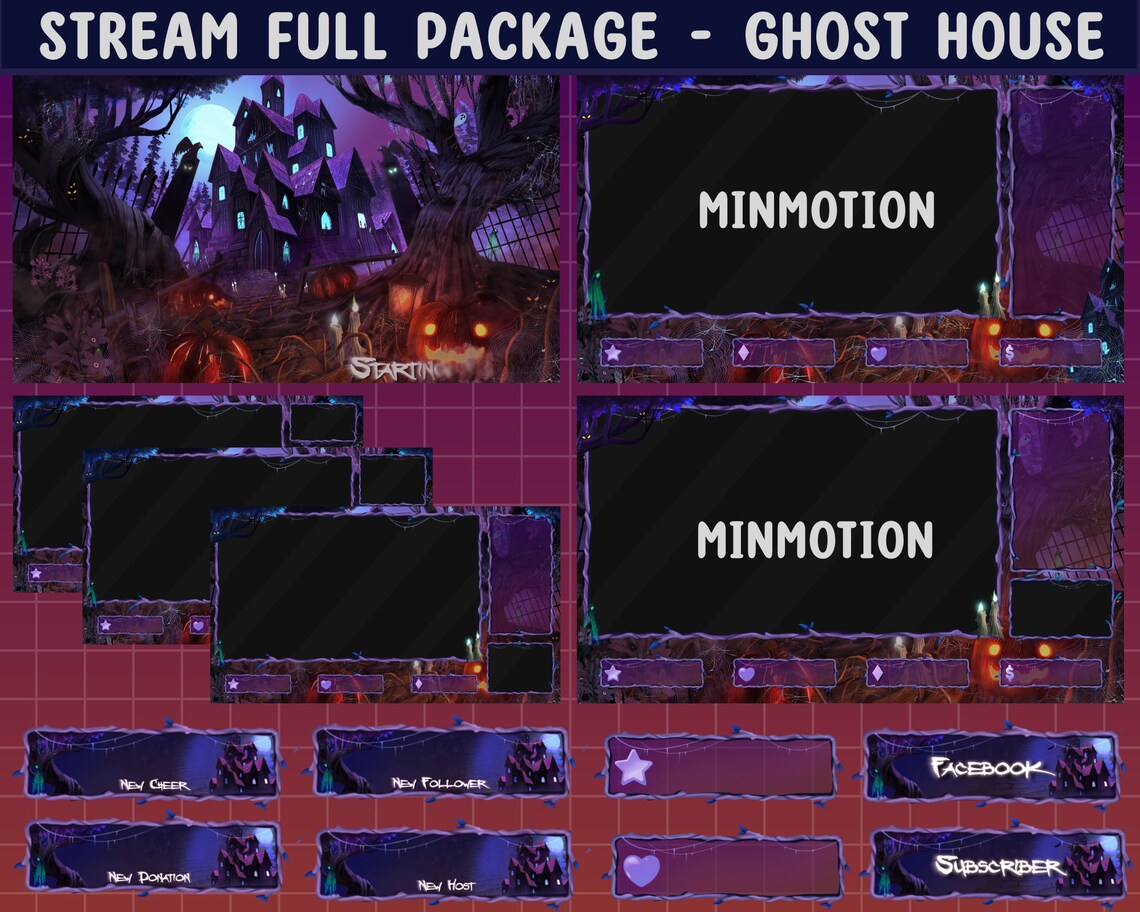 Animated Purple Ghost House Twitch Stream Screen / Spooky - Etsy
