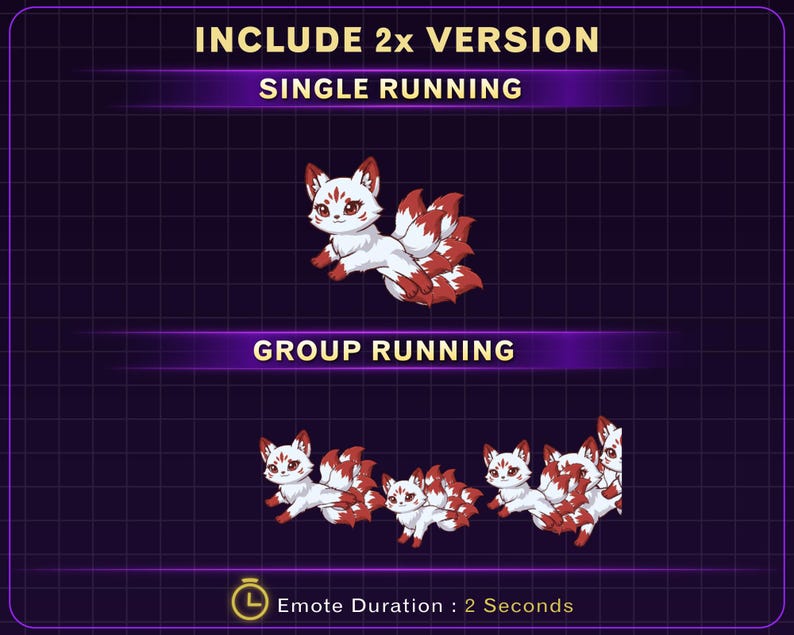 Animated Nine Tail Fox Run Emote Pack Twitch, Single & Group Run, Funny ...