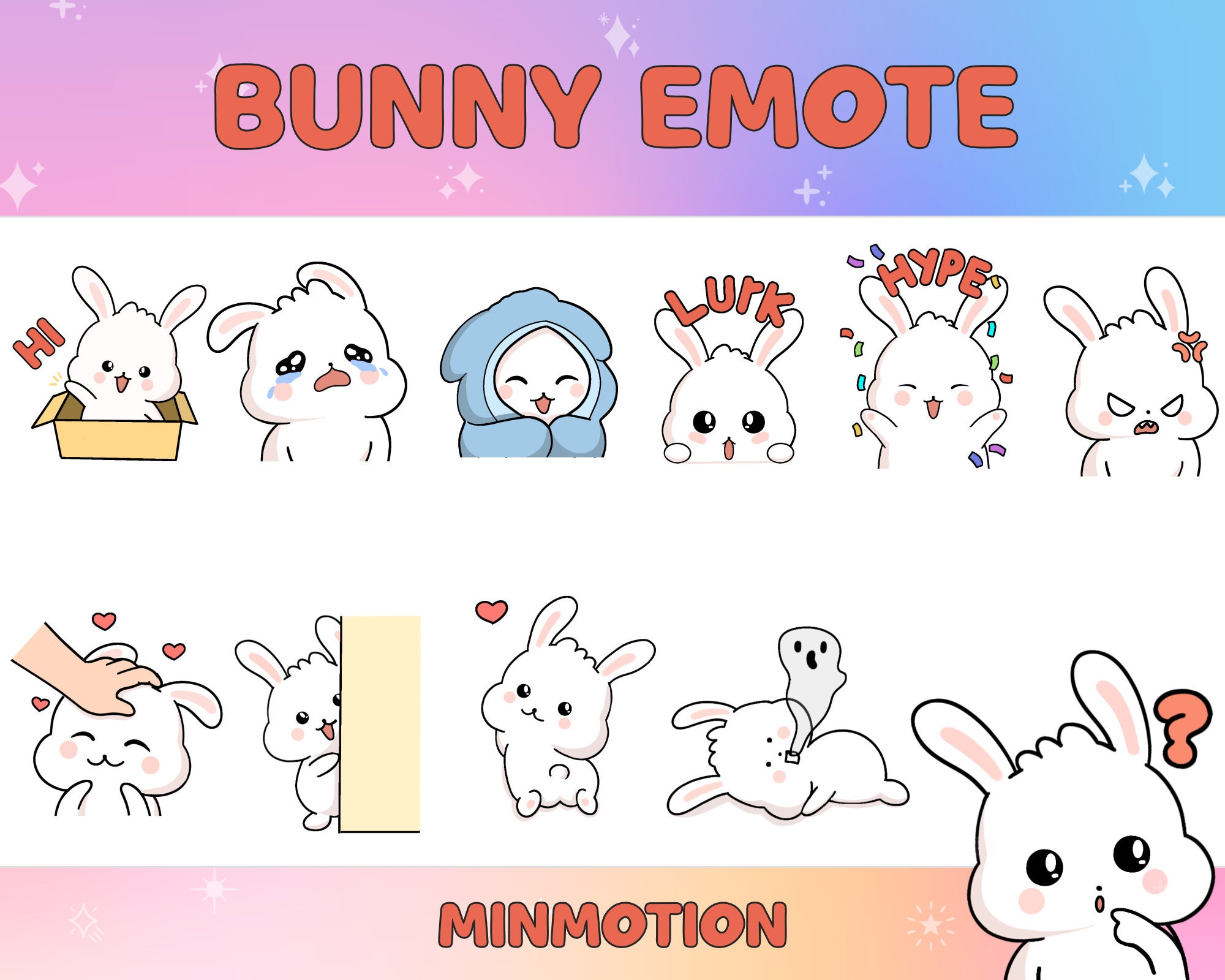 Cute Bunny Twitch Discord Emotes / Rabbit Twitch Emotes Pack / - Etsy