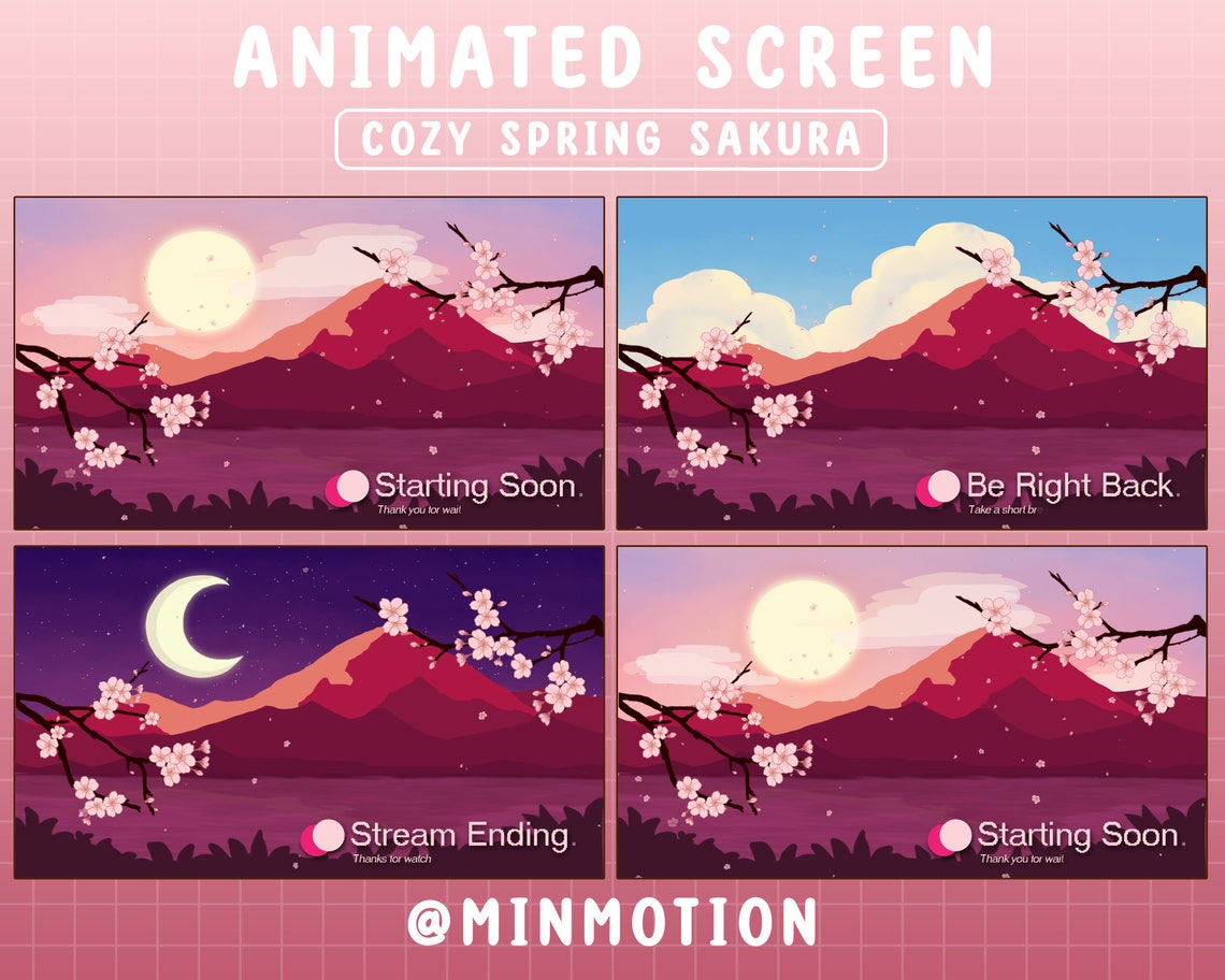 Animated Sakura Cherry Blossom Twitch Stream Package / Cozy Spring ...