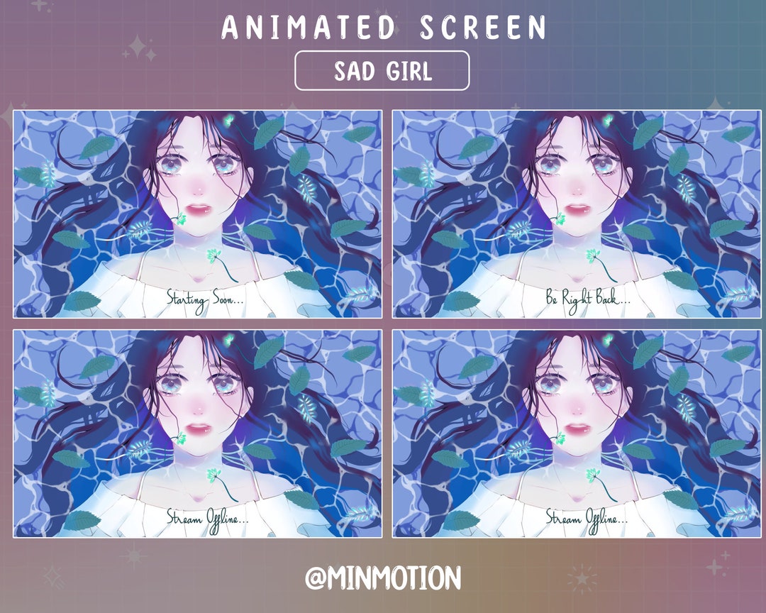 Animated Sad Girl Twitch Stream Screen / Underwater Girl Twitch Overlay ...