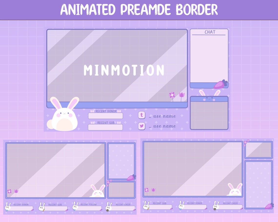 FULL ANIMATED Cute Bunny Twitch Overlay Stream Package / - Etsy