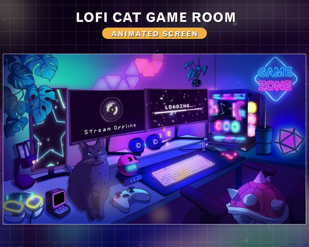 Animated Lofi Gaming Room Twitch Stream Screen / Lofi Aesthetic Gaming ...