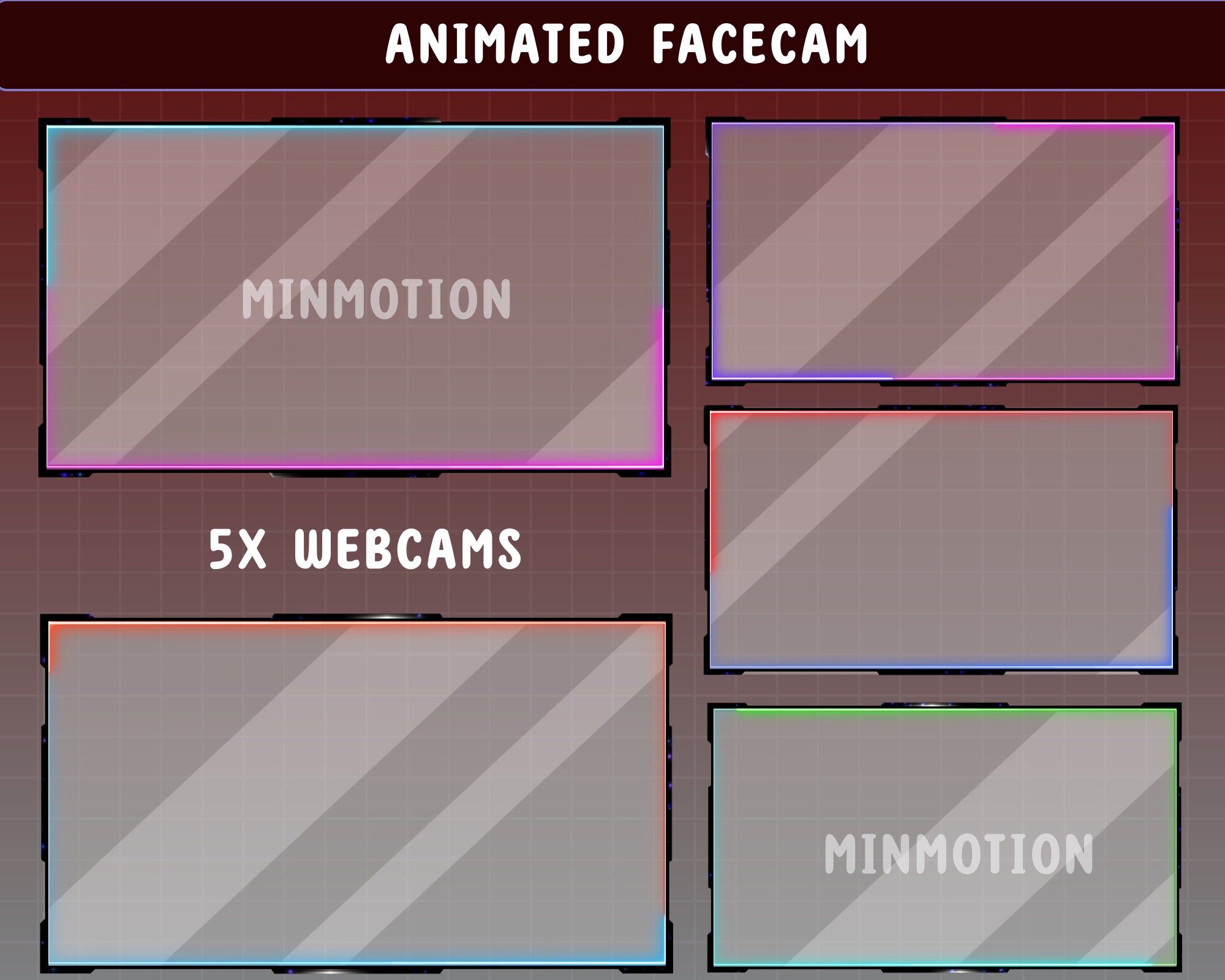Animated Neon Webcam Overlays / Twitch Webcam Frame 5 Animated - Etsy