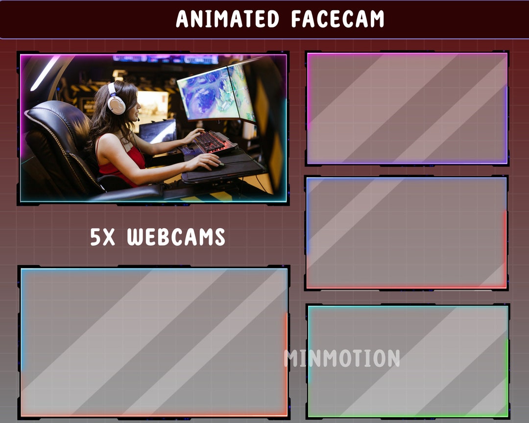 Animated Neon Webcam Overlays / Twitch Webcam Frame 5 Animated Styles ...