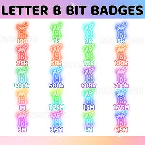 30x B Bit Badges / Complete Twitch Bit Badges Set/ Twitch Tier Badges ...