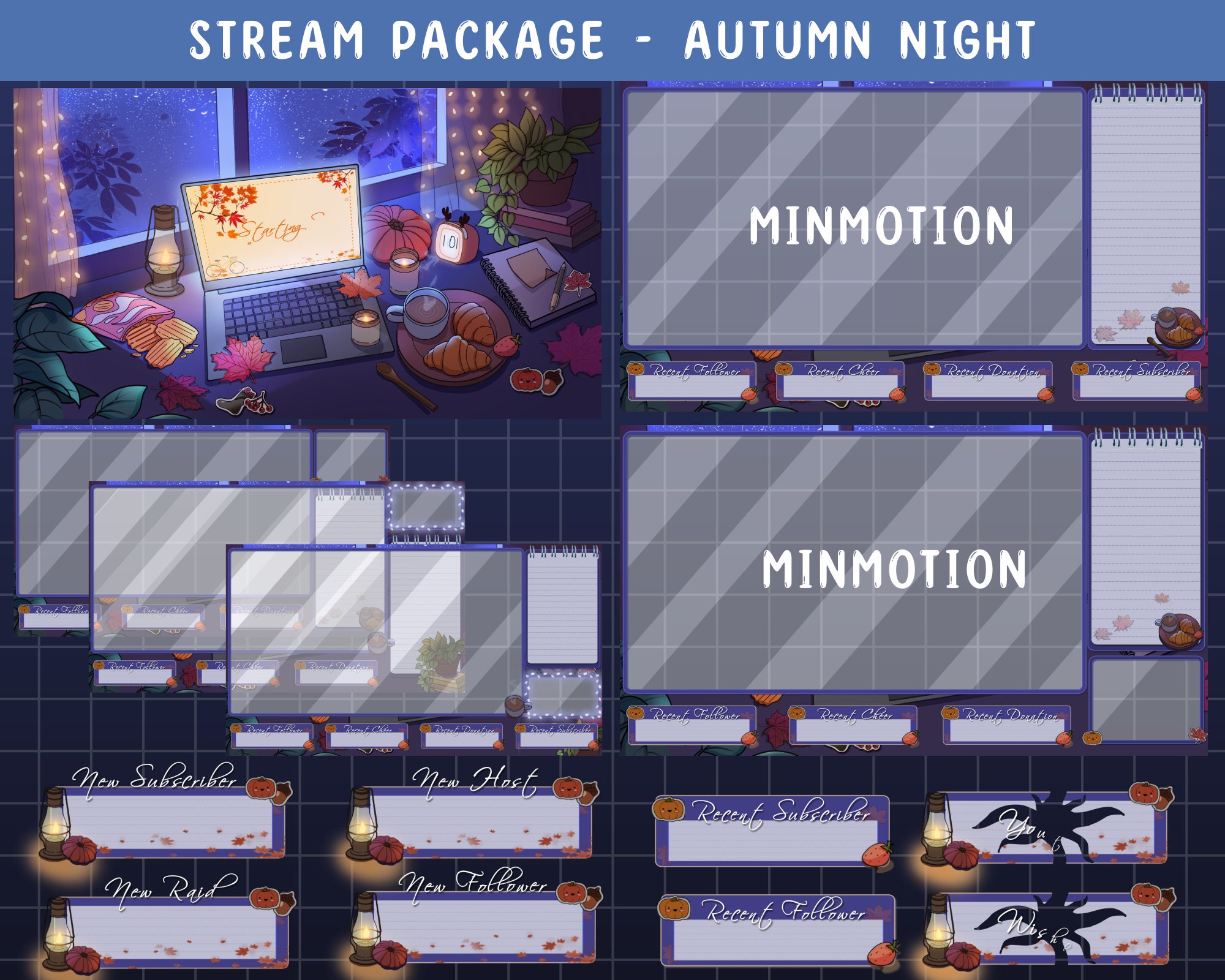 Animated Autumn Night Lofi Desk Twitch Stream Package/ Autumn - Etsy