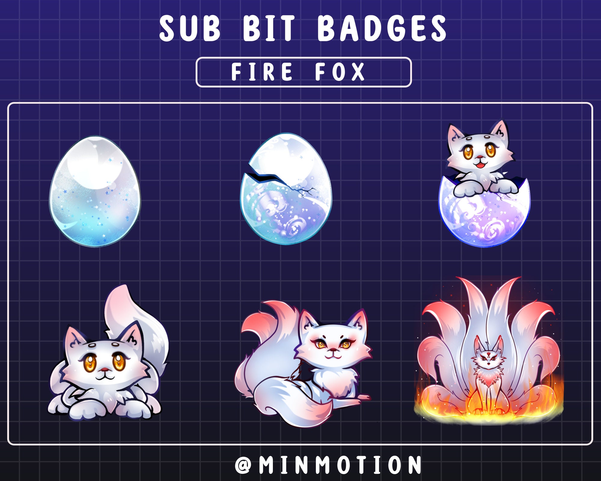 Fire Fox Twitch Loyalty Sub Bit Badges / Kawai Animal Emoji / Custom ...
