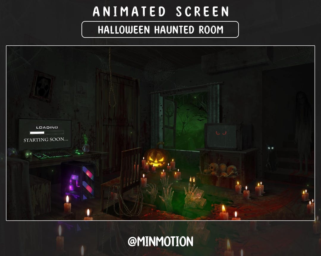 Halloween Haunted Room Animated Twitch Screen / Spooky Twitch Overlay ...