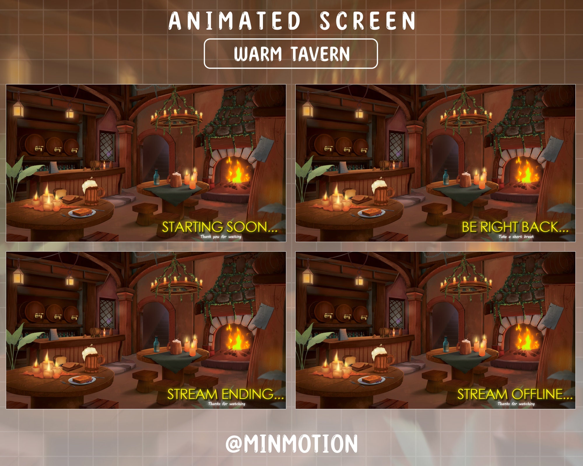 Animated Warm Tavern Twitch Stream Full Package / Medieval Fantasy ...
