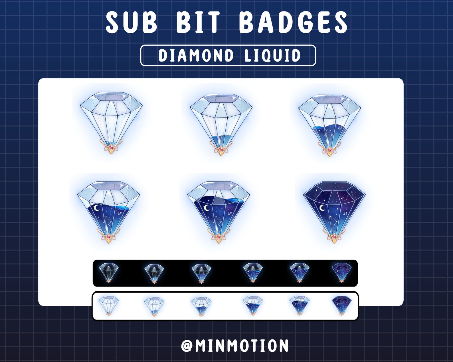 Twitch Sub Bit Badges / Diamond Liquid Badges for Streamer / - Etsy