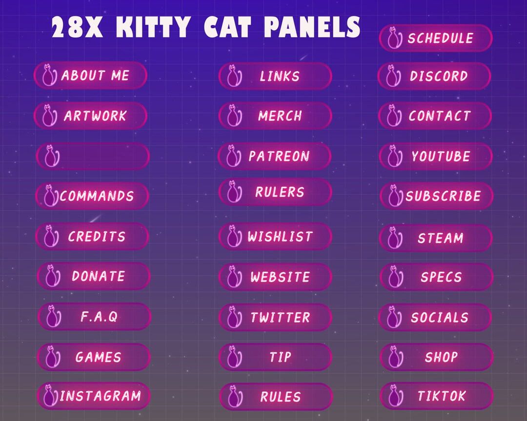 28x Cute Kitty Cat Panels / Kawaii Animal / Streamer / Sparkle ...