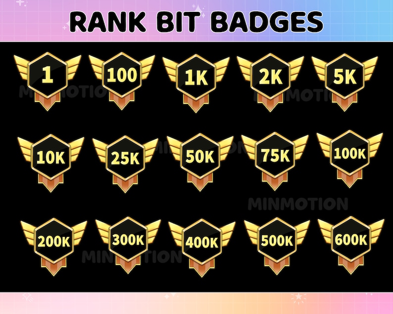Ranks Twitch Bit Badges / Complete Twitch Bit Badges Set / - Etsy