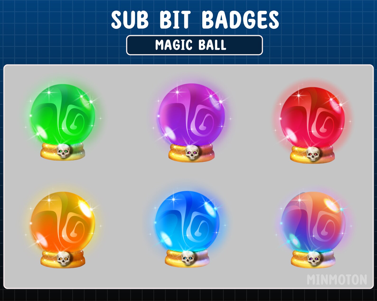 Magic Ball Sub Bit Badges / Shiny Magic Crystal Balls Sub - Etsy