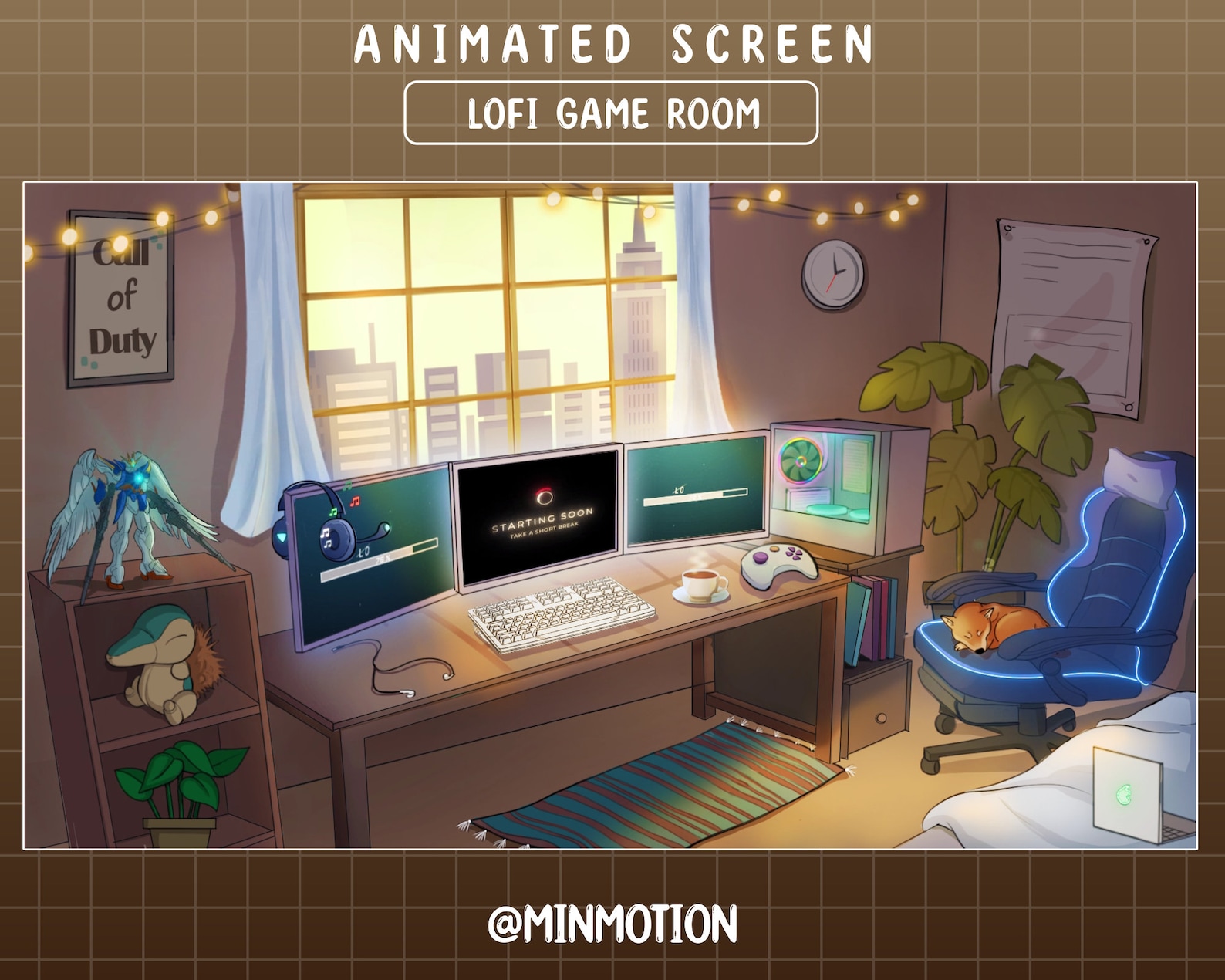 Animated Lofi Gaming Room Twitch Stream Screen / Lofi Aesthetic Gaming ...