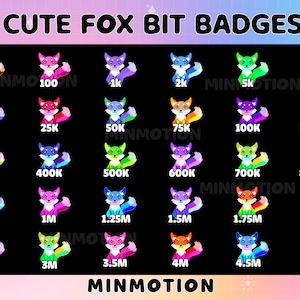 30x Cute Fox Twitch Tier Bit Badges/ Complete Twitch Bit Badges Set ...