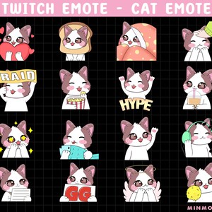 34 Twitch Emotes Cute Kitty Cat / Twitch Sub Emotes / Kawaii Chibi ...