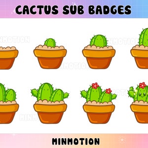 Cactus Twitch Sub Bit Badges / Kawaii Cactus Twitch / Plant Badge ...