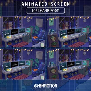 5x Animated Lofi Gaming Room Twitch Screen / Lofi Aesthetic Gaming PC ...