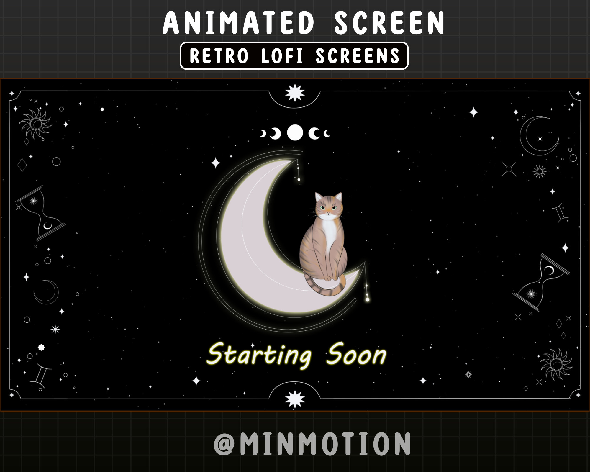 FULL ANIMATED Tabby Cat Twitch Stream Package/ Celestial Night - Etsy