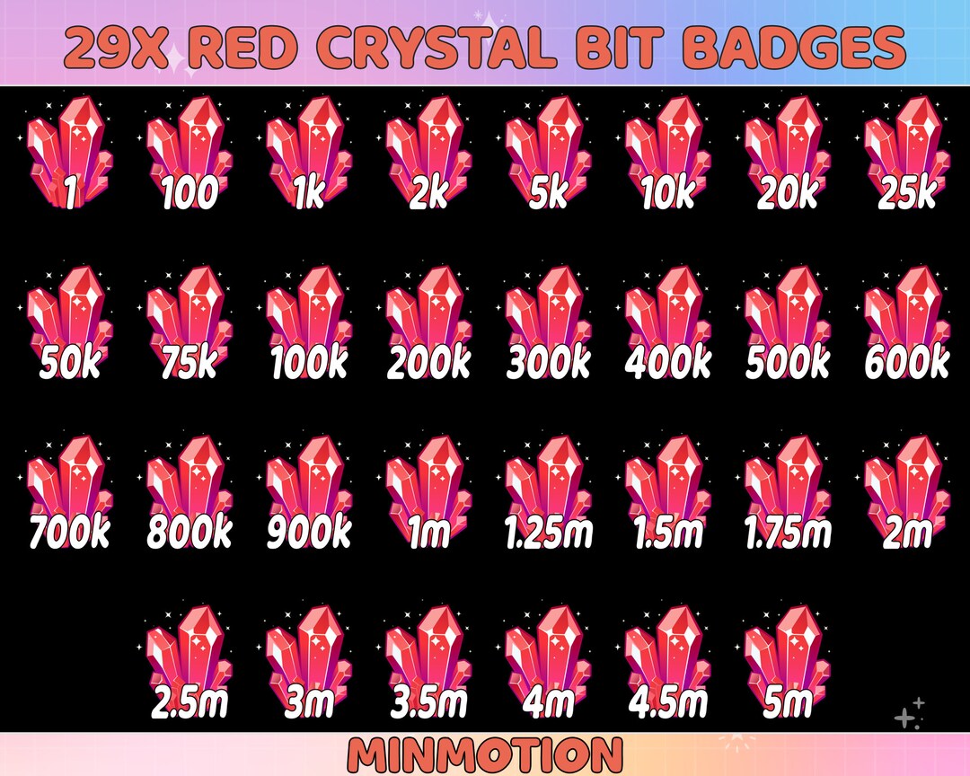 30x Red Crystal Gem Bit Badges / Complete Twitch Bit Badges Set ...