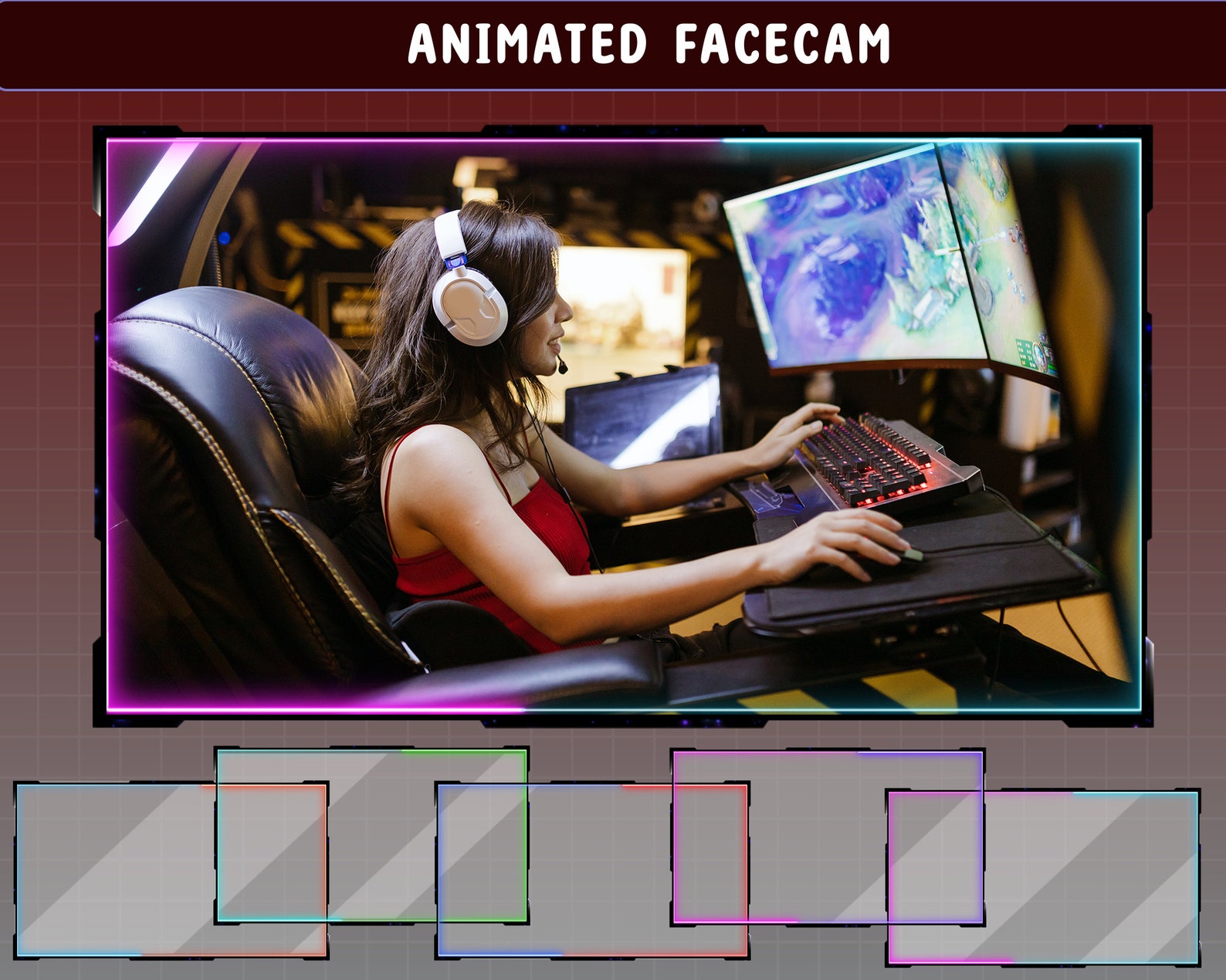 Animated Neon Webcam Overlays / Twitch Webcam Frame 5 Animated - Etsy