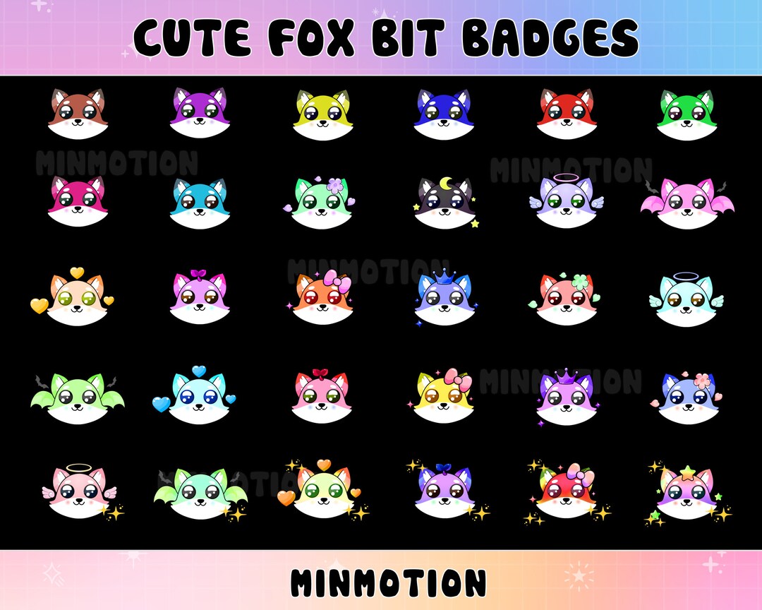 Cute Fox Twitch Tier Bit Badges/ Complete Twitch Bit Badges Set/ Fox ...