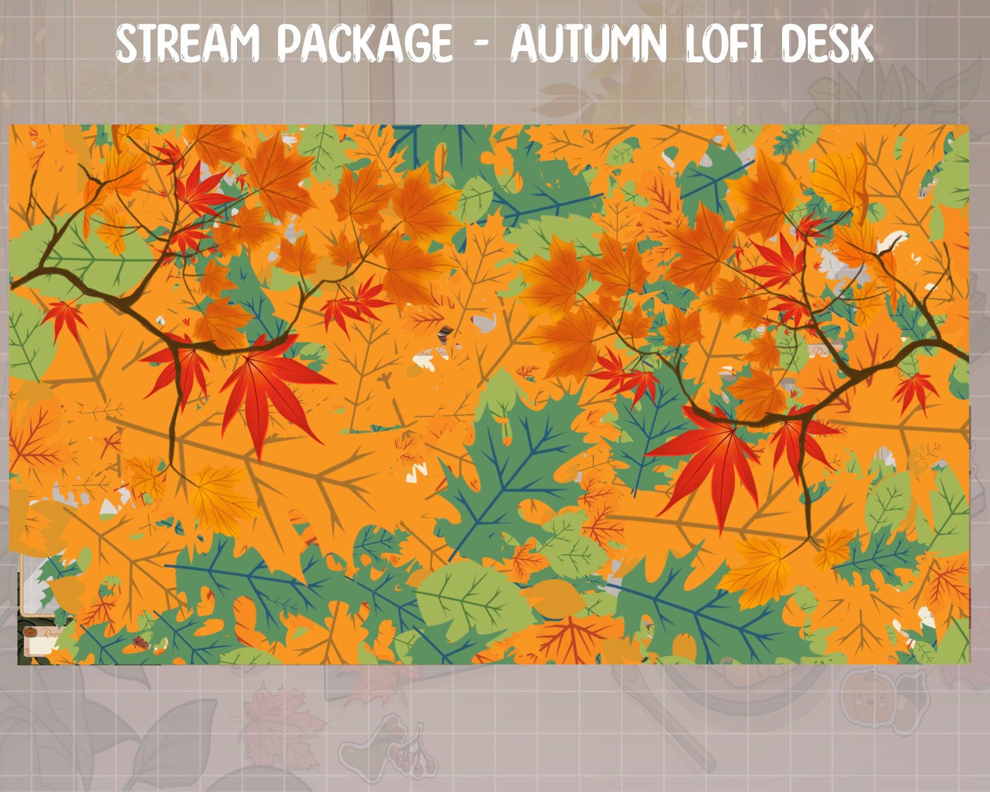 Animated Autumn Lofi Desk Twitch Stream Package/ Retro Lofi Desk/ Maple ...