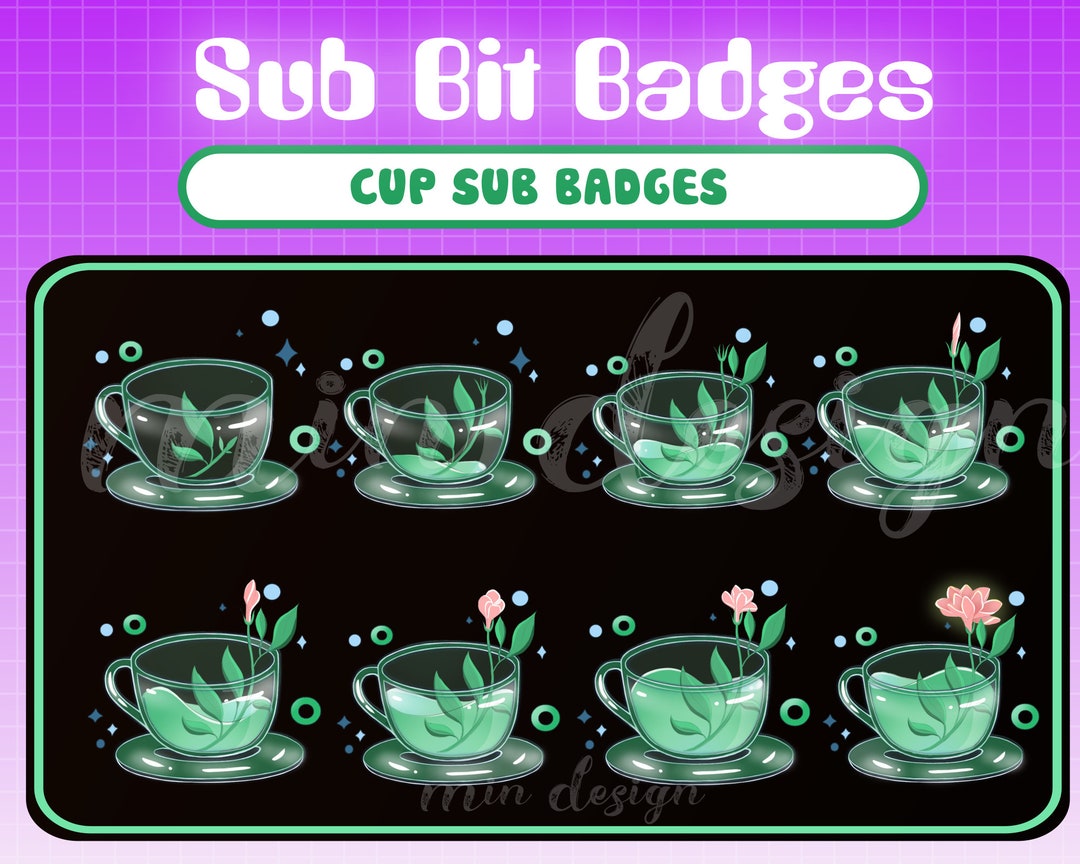 Tea Cup Sub Badges for Streamer | Flower Sub Badges | Bit Badges ...