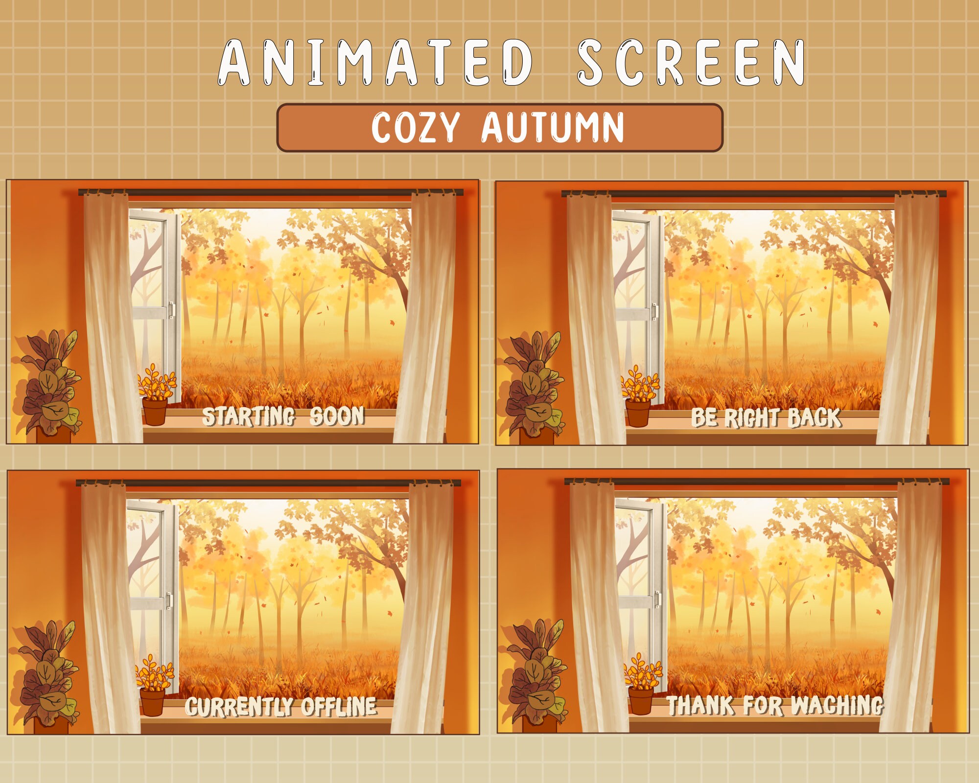Animated Autumn Cozy Falls Season Twitch Stream Screen / Leaf - Etsy