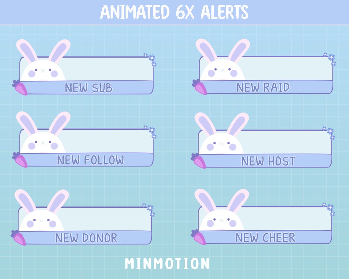 FULL ANIMATED Cute Rabbit Twitch Overlay Stream Package / - Etsy