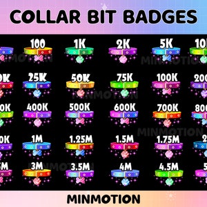 30x Cute Pet Collar Twitch Bit Badges / Complete Twitch Bit Badges Set ...