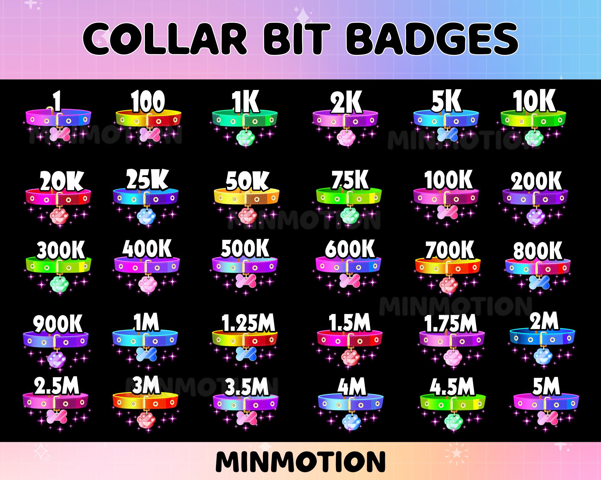 30x Cute Pet Collar Twitch Bit Badges / Complete Twitch Bit - Etsy