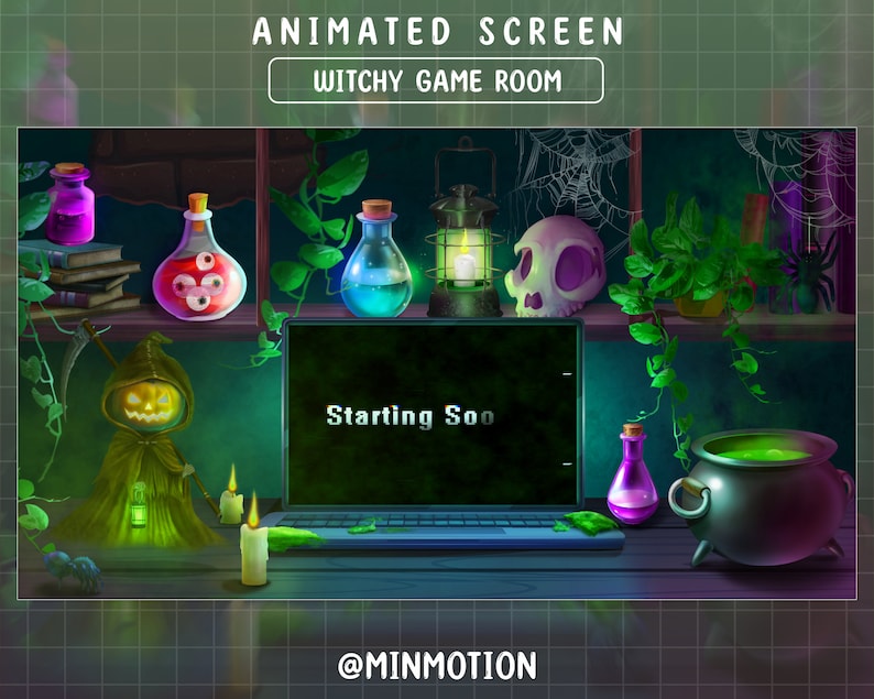 Animated Witchy Gameroom Full Package / Cute Witchcraft Scenes / Death ...