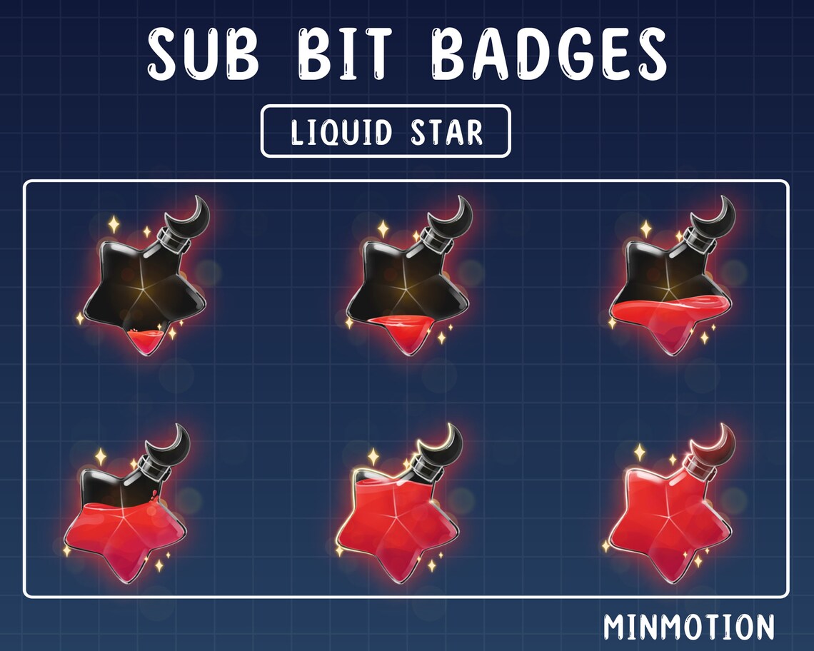 Red Liquid Star Sub Bit Badges / Twitch Sub / Bit Badges / - Etsy