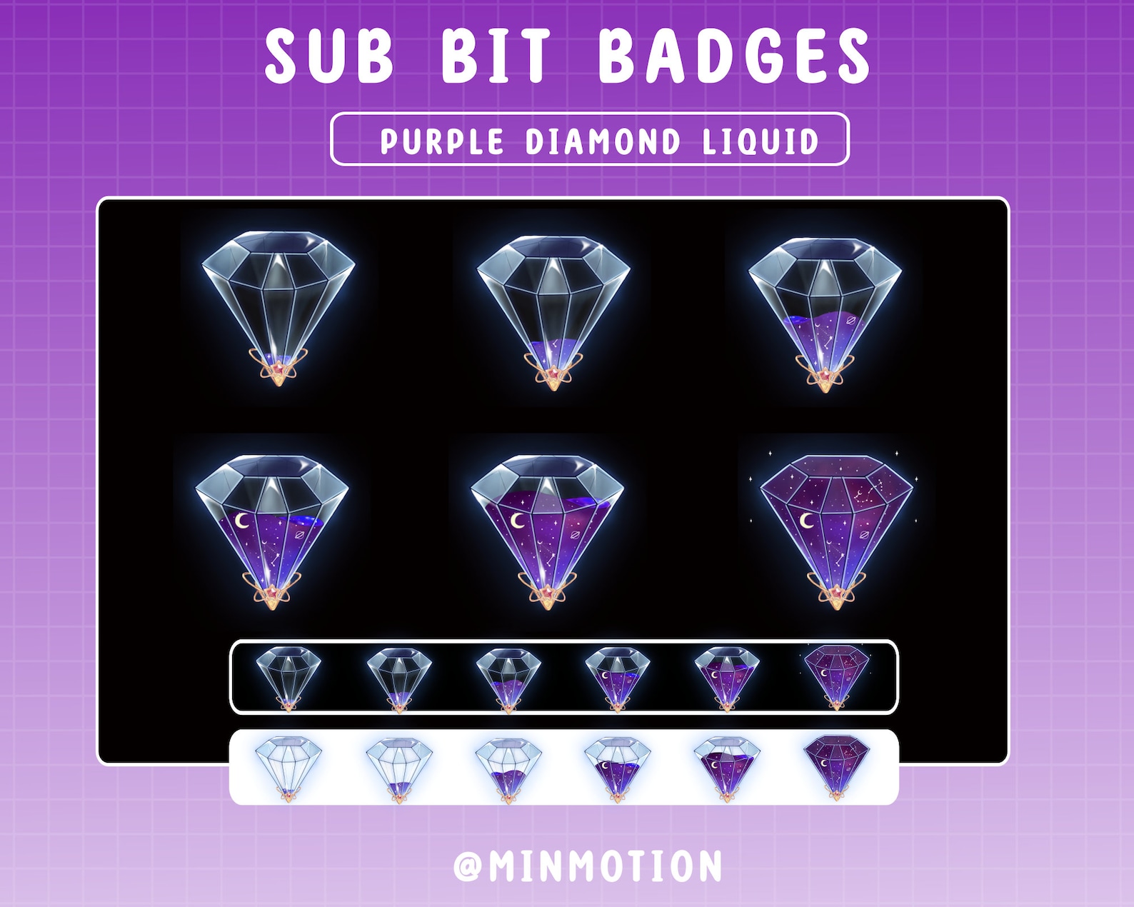 Twitch Sub Bit Badges / Dark Purple Diamond Liquid Badges for - Etsy