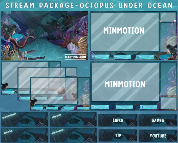 ANIMATED Octopus Under Ocean Twitch Stream Package / Ocean Art - Etsy