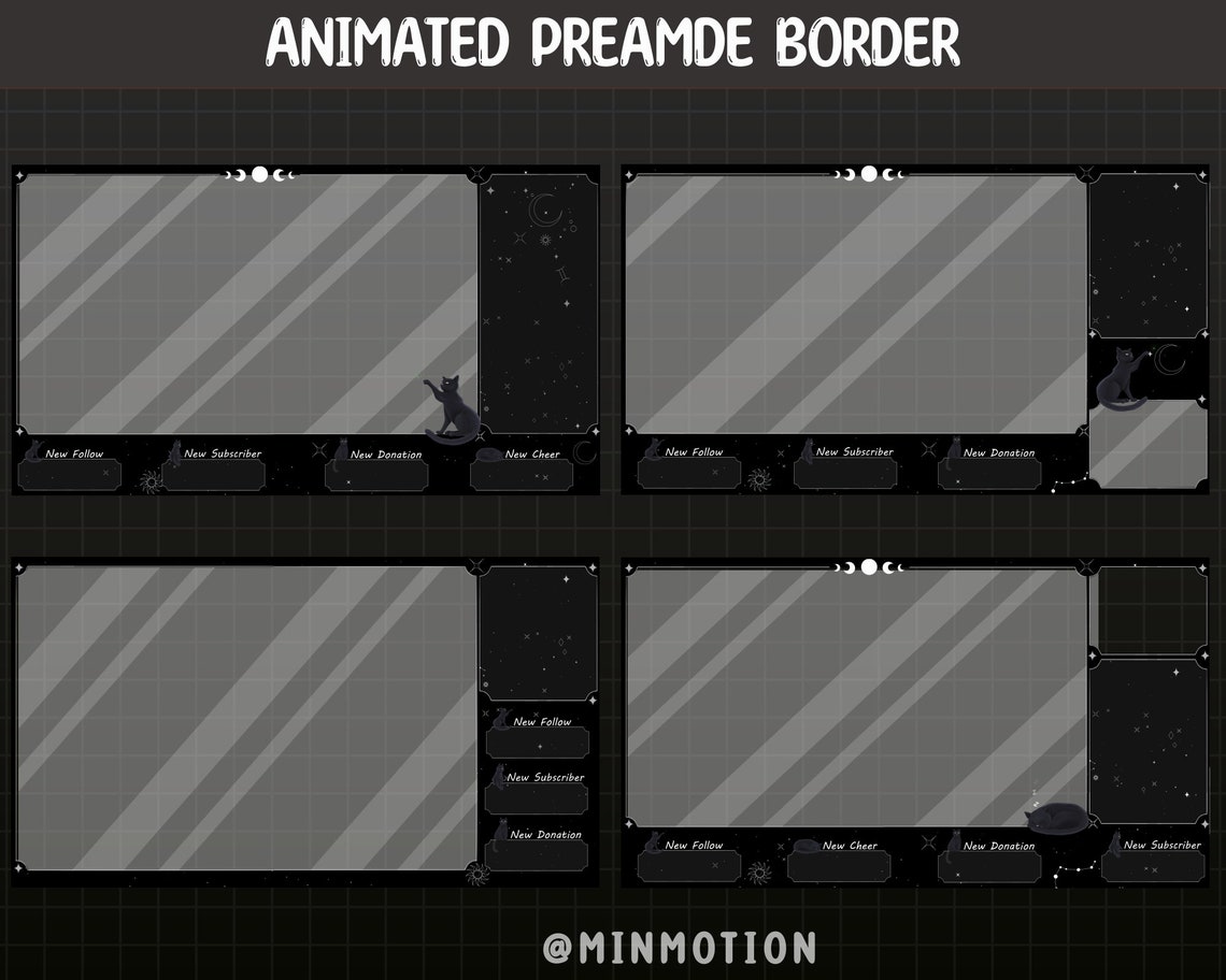 FULL ANIMATED Black Cat Twitch Stream Package/ Celestial Night - Etsy