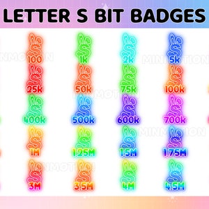 30x Letter S Bit Badges / Complete Twitch Bit Badges Set/ Twitch Tier ...