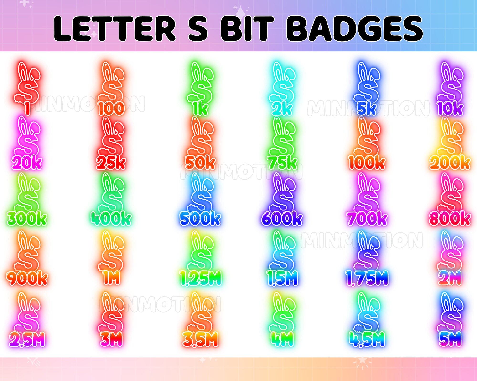 30x Letter S Bit Badges / Complete Twitch Bit Badges Set/ Twitch Tier ...