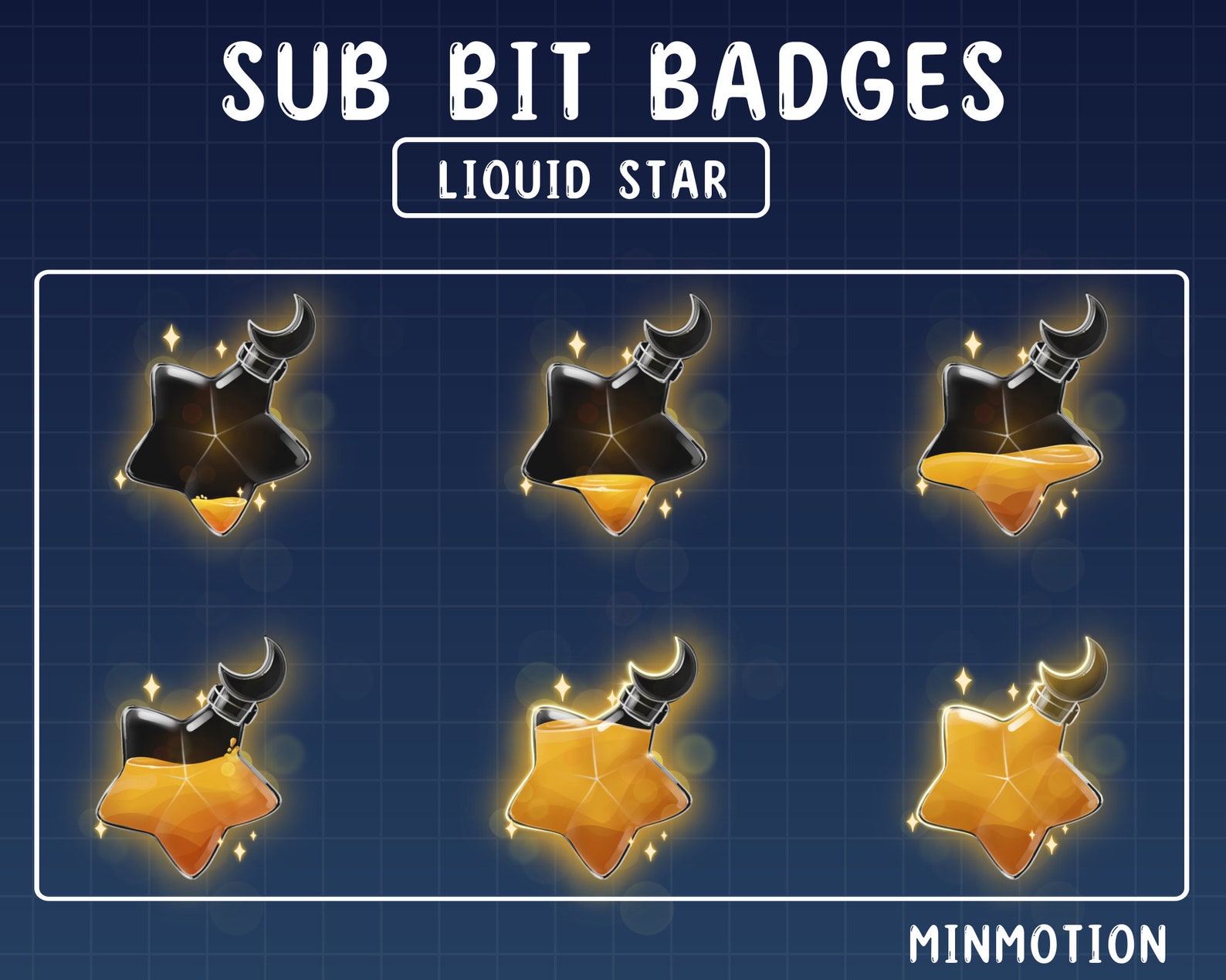 Yellow Liquid Star Sub Bit Badges / Twitch Sub / Bit Badges / Kawaii ...