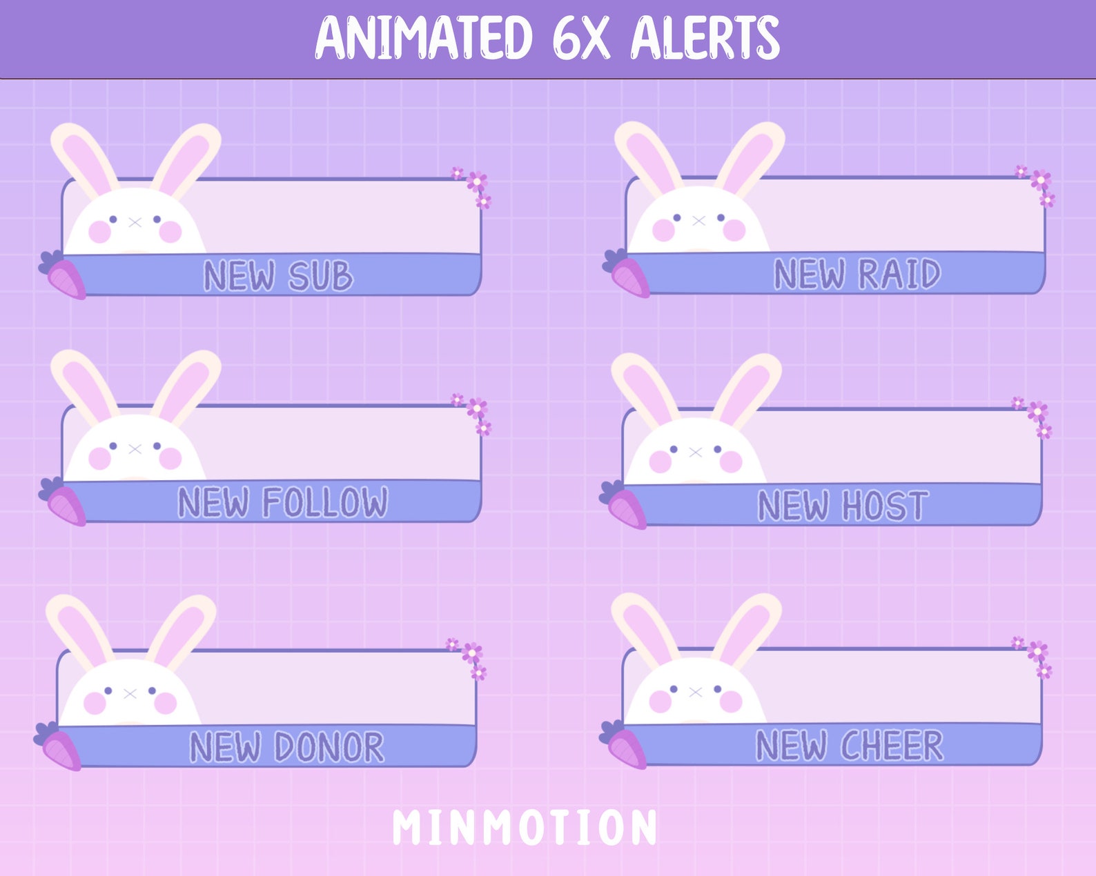 FULL ANIMATED Cute Bunny Twitch Overlay Stream Package / - Etsy