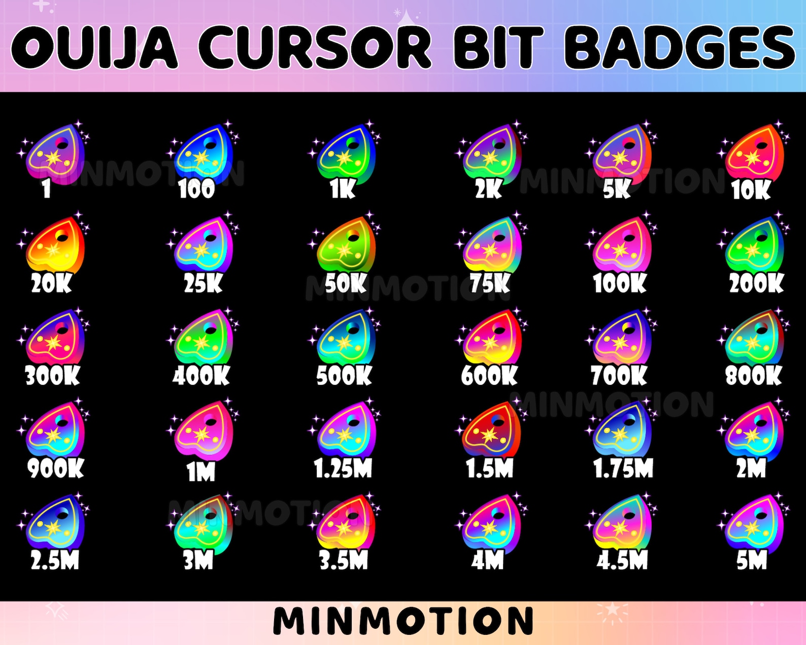 30x Ouija Cursor Bit Badges / Complete Twitch Bit Badges Set / Twitch ...