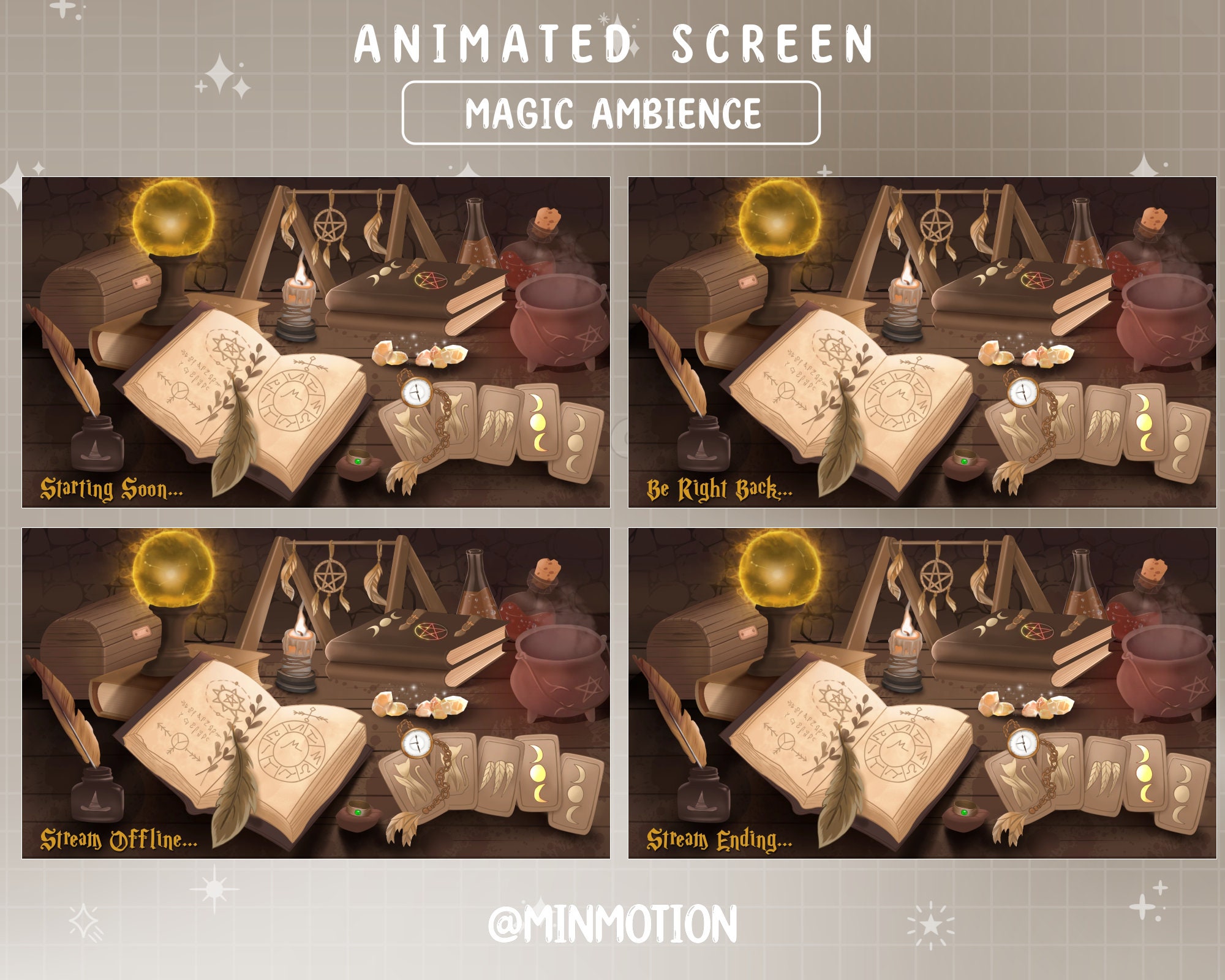 Animated Magic Ambience Twitch Stream Screen/ Tarot Books Twitch/cozy ...