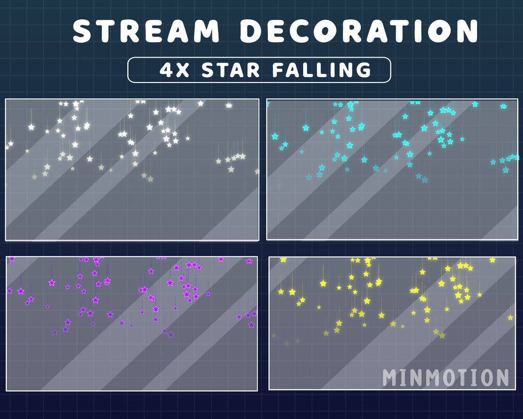 4x Animated Stream Decoration Star Falling / Cute Lover Cozy Theme ...