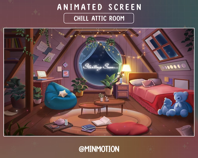 Animated Chill Attic Room Twitch Screen / Kawaii Twitch - Etsy