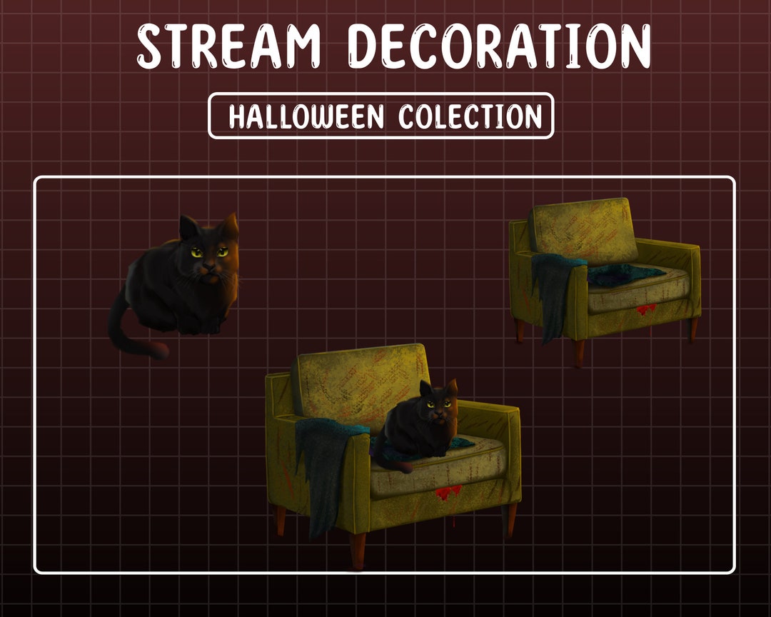 Animated Stream Decoration Witch Cat / Spooky Sofa / Cute Witchcraft ...
