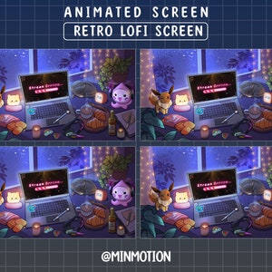 Animated Retro Lofi Aesthetic Twitch Stream Screen / Rainy Night ...